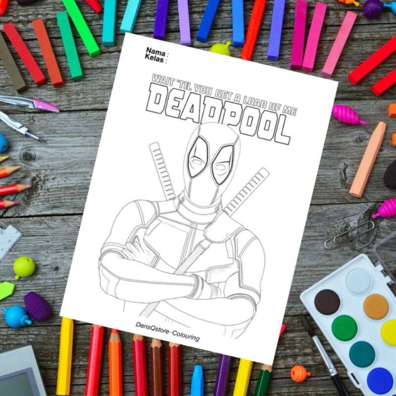 Jual Kertas Mewarnai Anak Tema Deadpool / Kertas Gambar (10 Lembar ...