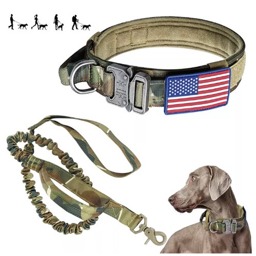 Jual Tactical Army Working Large Dog leash + Collar K9 Kalung Tali ...