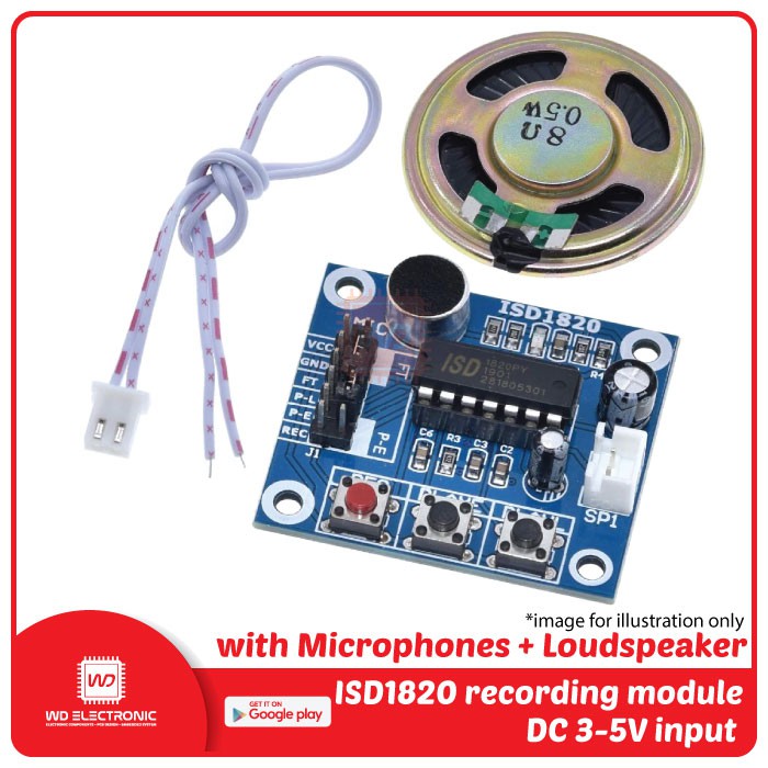 Jual ISD1820 recording voice module with microphones and loudspeaker ...