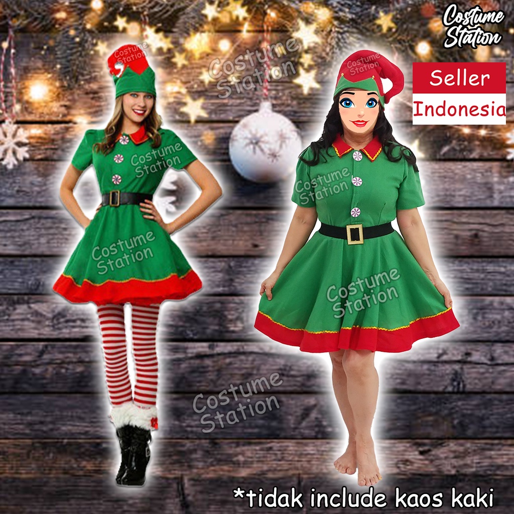 Jual Kostum Green Santa Elf / Costume Peri Kurcaci Hijau Santa Natal ...