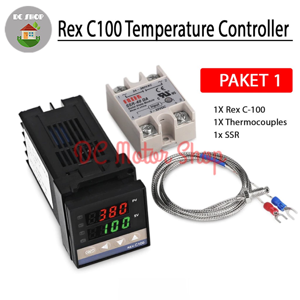 Jual PID Rex C100 Temperature Thermostat Thermocouple Controller Output SSR - C100+Thermo+SSR ...