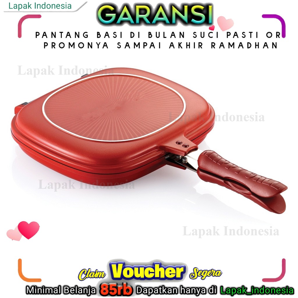 Jual Double Pan Panggang Bolak Balik Teflon Serbaguna 32 Cm Anti ...