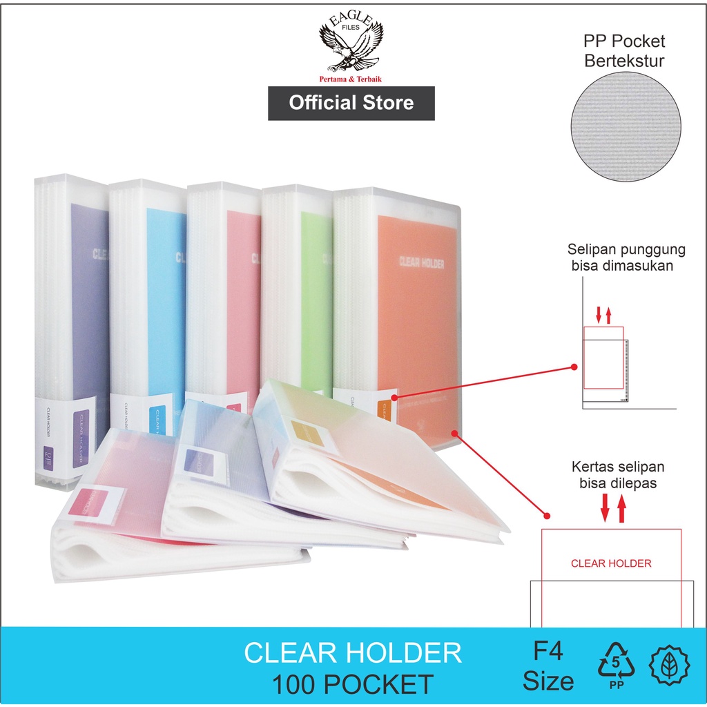 Jual Clear Holder 100 Pocket EAGLE F4 (Folio) Document Keeper Display ...