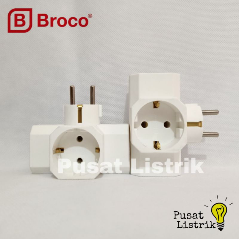 Jual Steker T Arde Cabang 3 Broco Colokan 3 Lubang Putih Broco 13830 ...