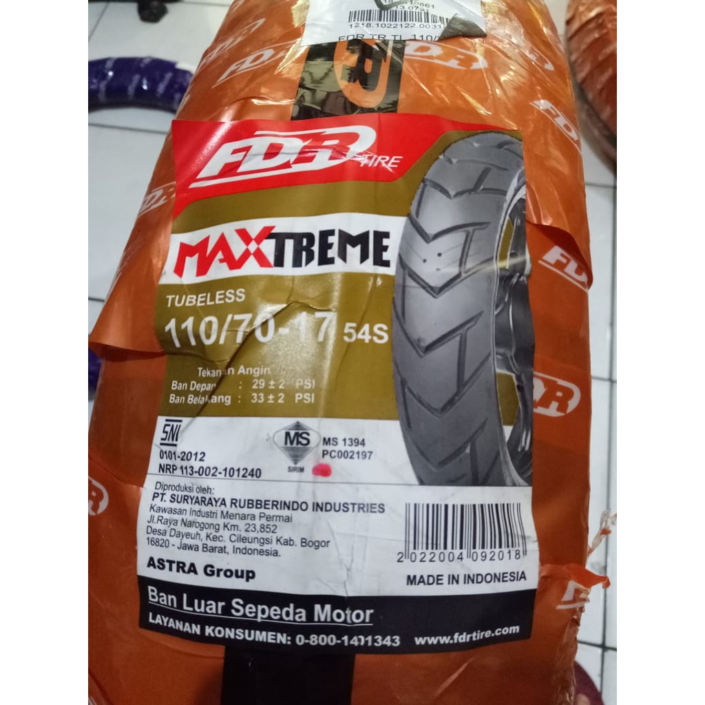 Jual Ban Motor FDR 110/70-17 Maxtreme Tubeless Supermoto series Ring 17 ...