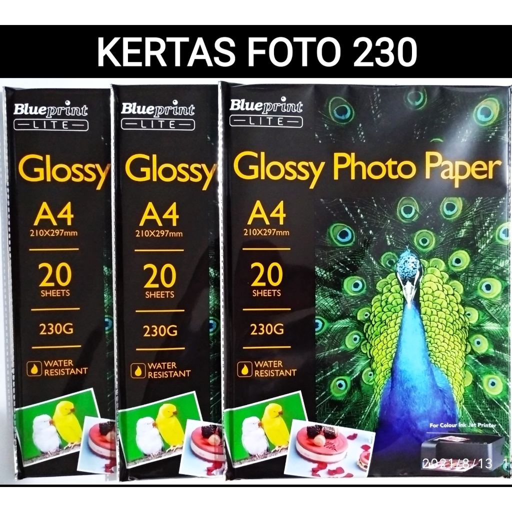 Jual KERTAS PHOTO GLOSSY/GLOSSY PHOTO PAPER A4 MEREK BLUEPRINT 230 ...
