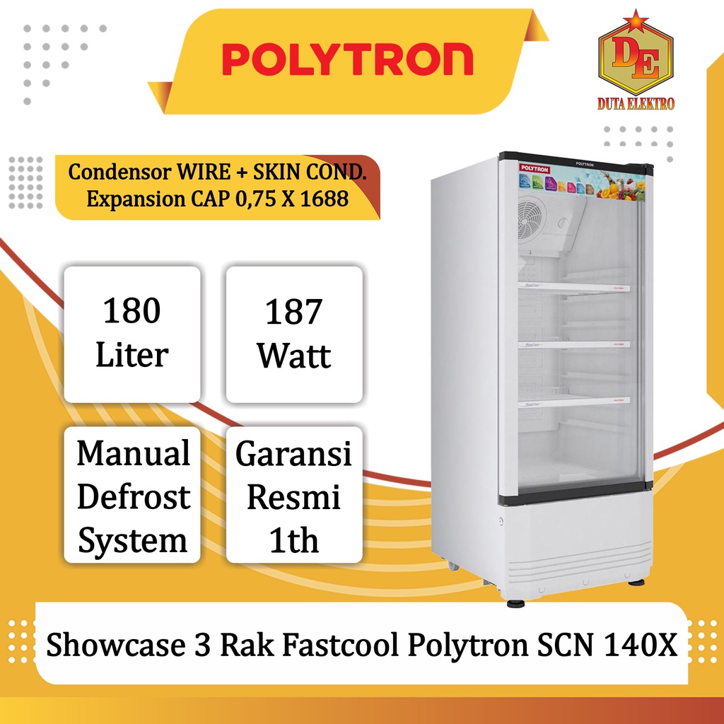 Jual Showcase 1 Pintu Polytron SCN 140 X Fastcool 3 Rak | Shopee Indonesia