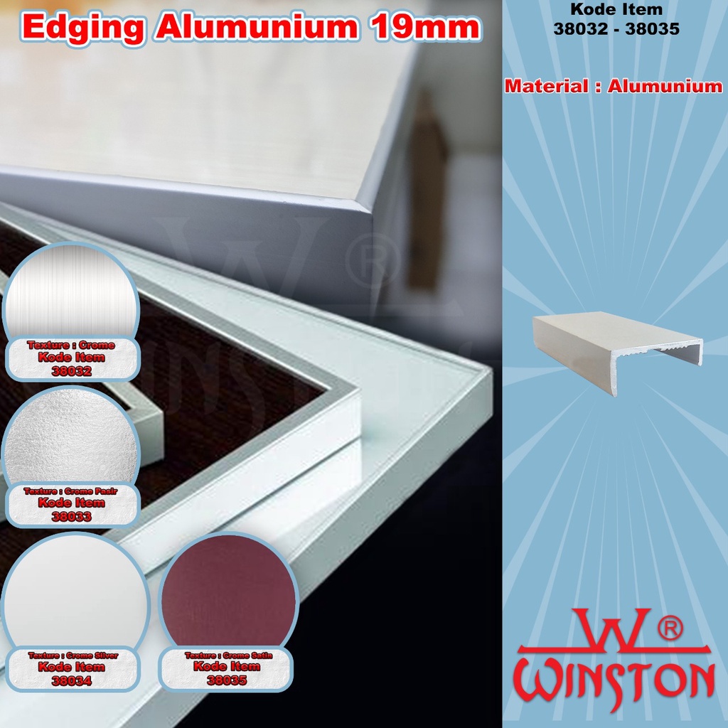 Jual List Frame Edging Aluminium PINTU CABINET EA 100 SATIN CROME ...