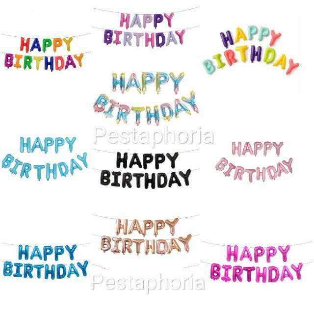 Jual Balon Foil Huruf HBD HAPPY BIRTHDAY Set Pink Purple, Rose Gold ...