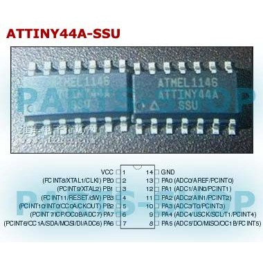 Jual ATtiny44 ATTINY44A-SSU smd ATMEL AVR 8 bit MICROCONTROLLER IC ...