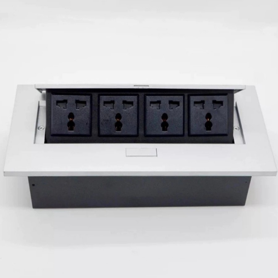 Jual floor socket lantai meja panel 4 port lobang listrik | Shopee ...