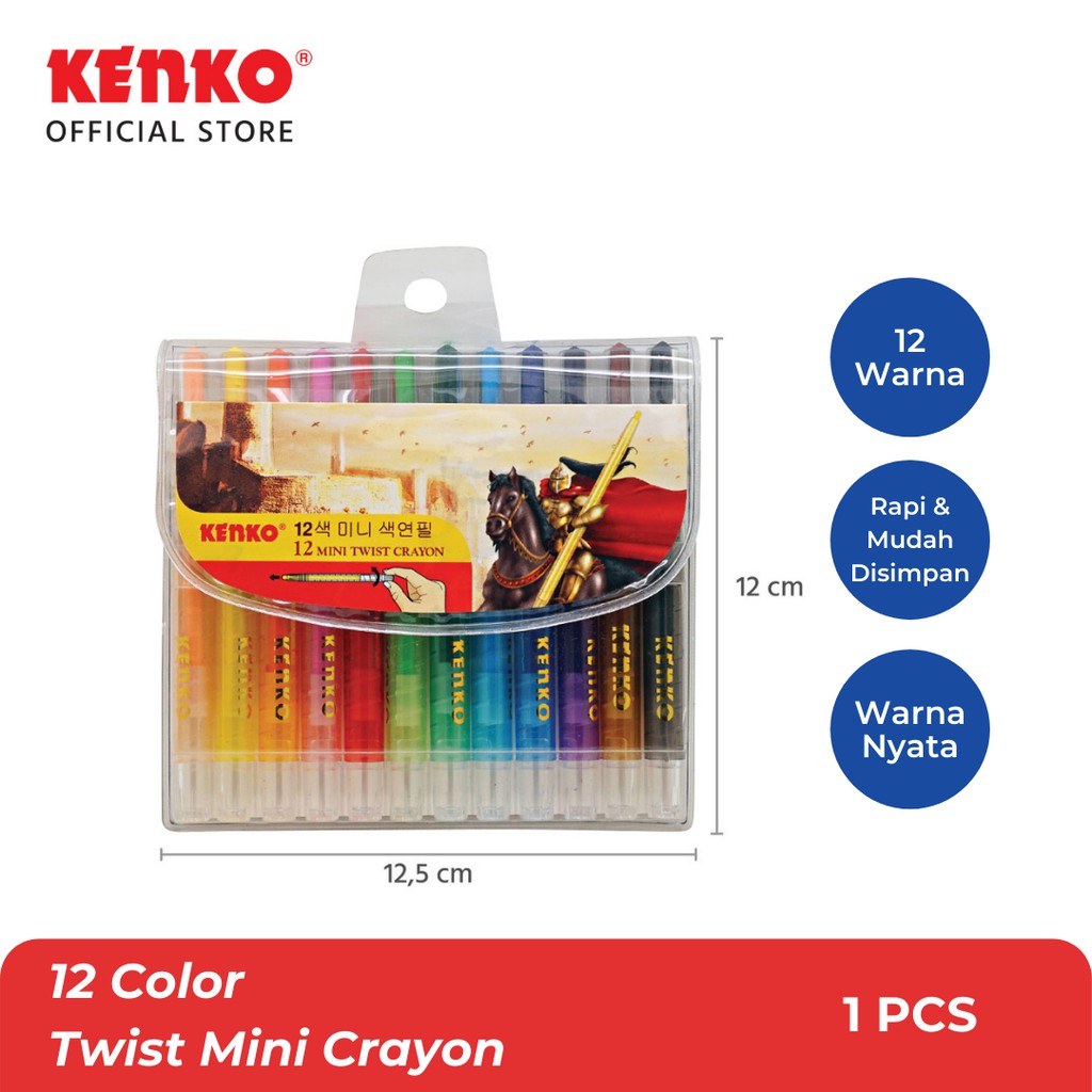 Jual KENKO 12 COLOR TWIST CRAYON MINI / Crayon / Krayon Mini Putar PVC ...