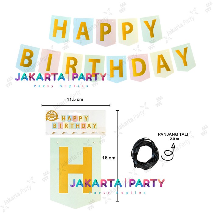 Jual Banner HBD Motif / Bunting Flag Happy Birthday Motif / Banner Flag ...