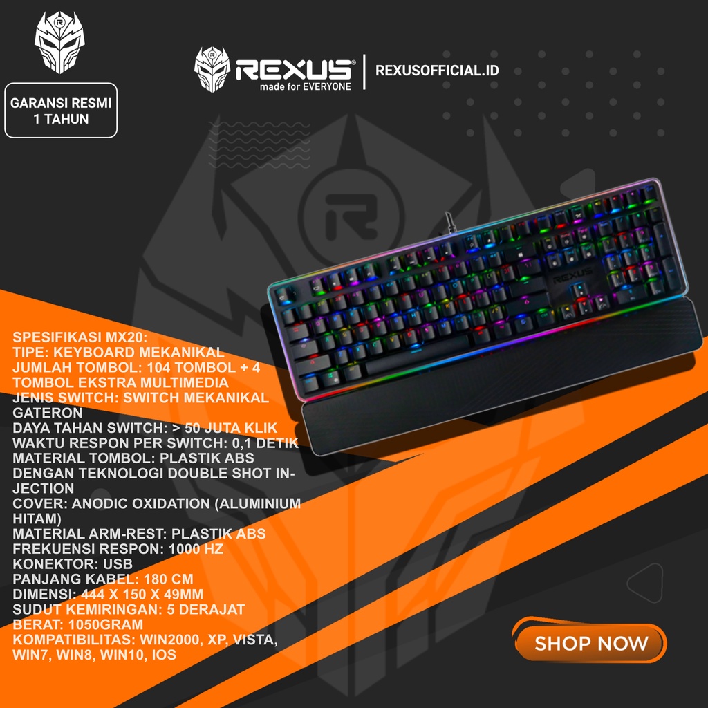 Jual Keyboard kyboard gaming rgb Rexus Keyboard Gaming Mechanical ...
