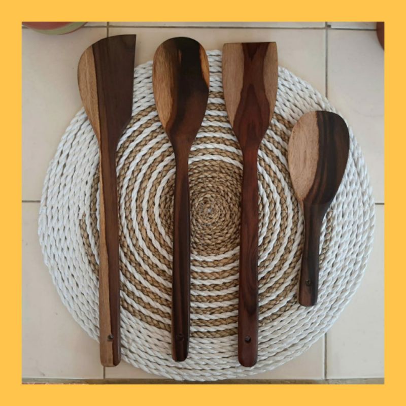 Jual Satu Set Spatula Kayu Sonokeling (4pcs) | Shopee Indonesia