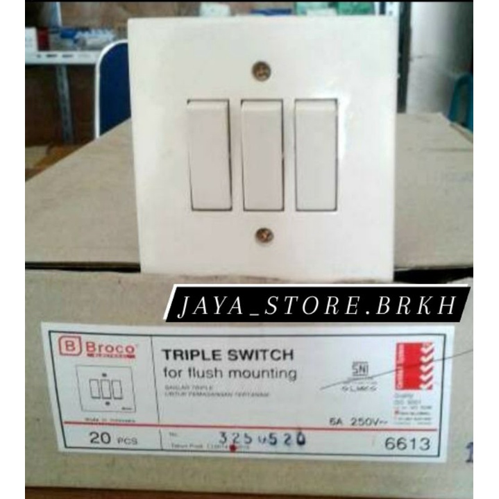 Jual IB Saklar Triple BROCO / BROCO 3 Saklar Listrik / NG UREA | Shopee ...