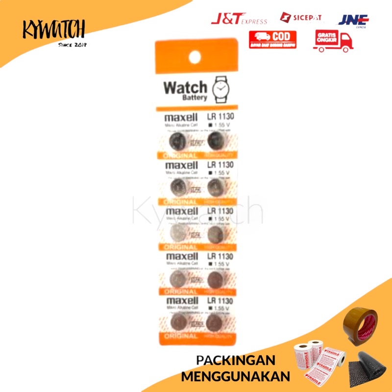 Jual Baterai/Batre Jam tangan MAXELL LR626/ AG3 / LR44 / LR1130 / LR41 1.55v (isi 10/ 1 PAPAN ...