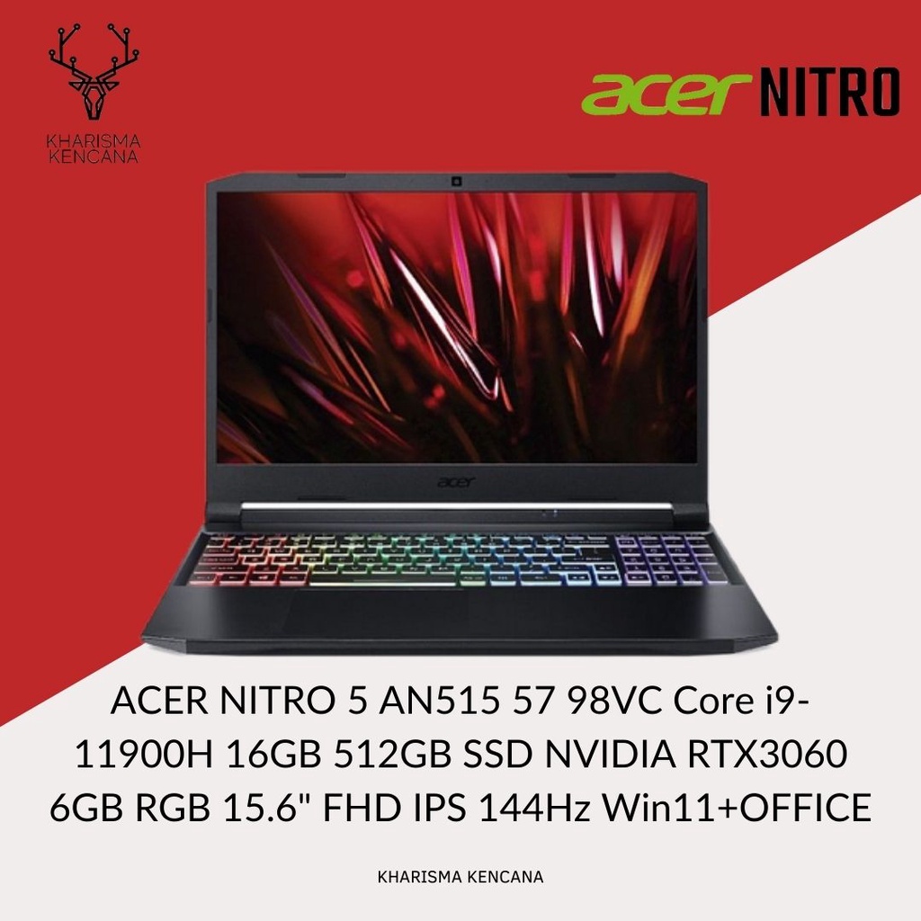 Jual ACER NITRO 5 AN515 57 921p Core i9-11900H 16GB 512SSD RTX3060 6GB RGB | Shopee Indonesia