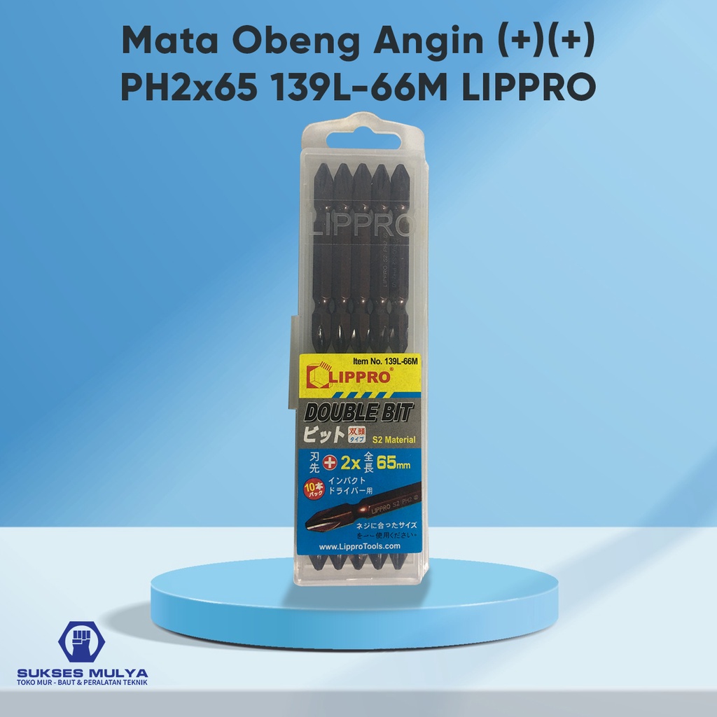 Jual LIPPRO Mata Obeng Angin Double Bits PH2x65 +/+ Plus Mata Bor ...