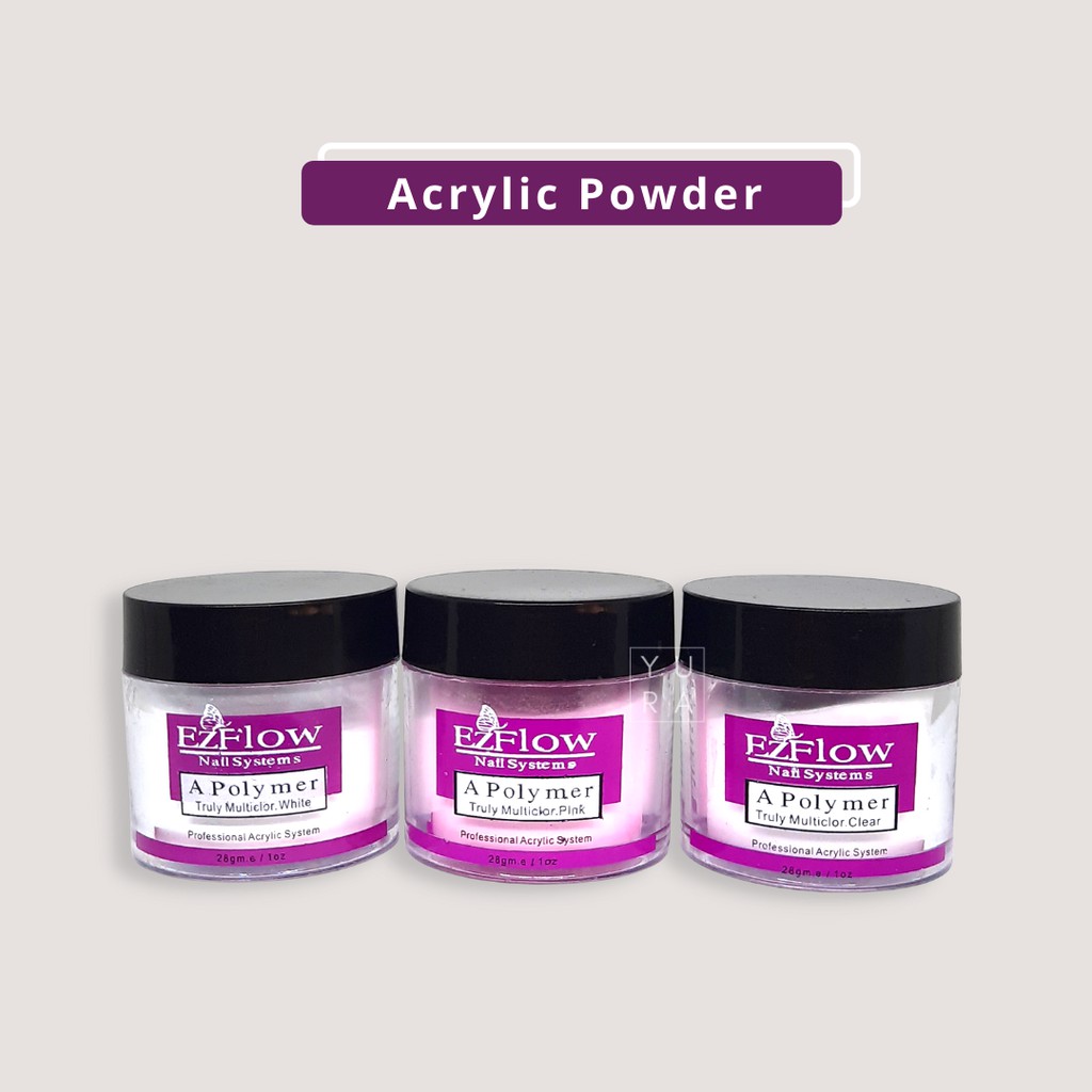 Jual Acrylic Powder Bubuk Akrilik EZ Flow 27g (TUTUP HITAM) | Shopee ...