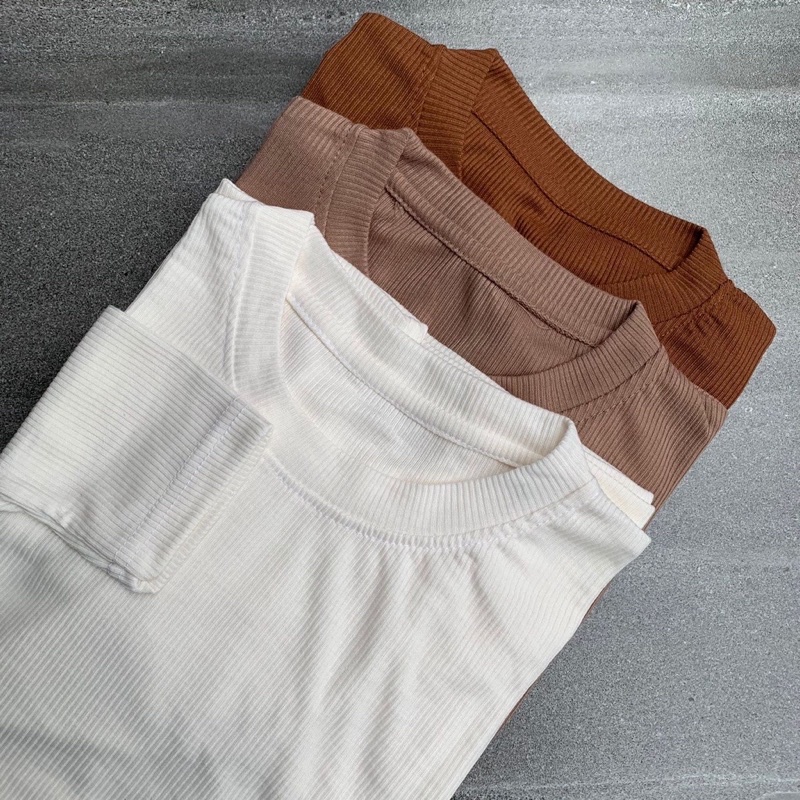 Jual Kaos Knit Lengan Panjang O Kaos Panjang Kaos Wanita KAOS RIB ...