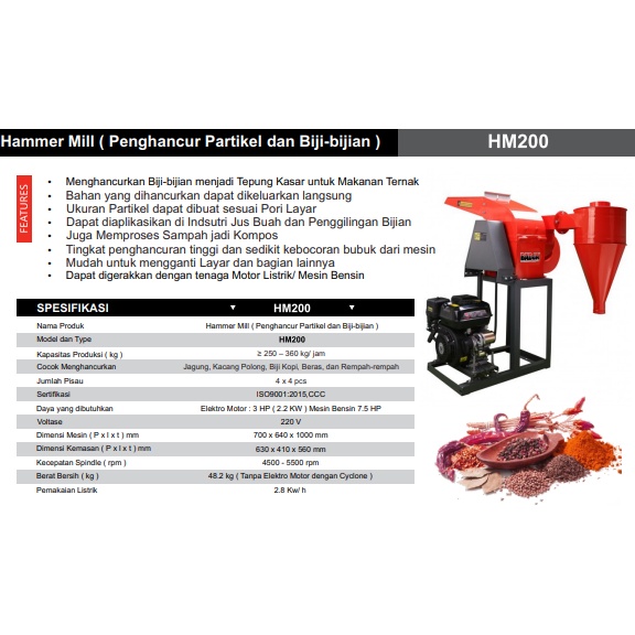 Jual Mesin Penepung Badja Hm200 Hammer Mill Mesin Giling Penggiling