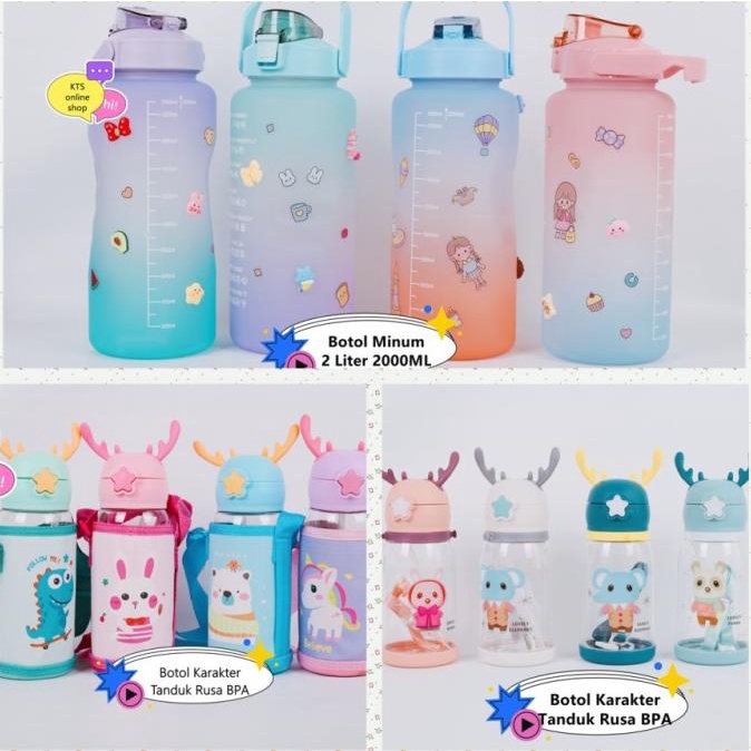 Jual Botol Minum Tanduk Rusa Tali Sedotan/ Botol Minum Anak Lucu 600 ML | Shopee Indonesia