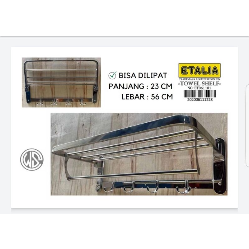 Jual Rak Handuk Lipat Stainless 304 minimalis 5 baris panjang 23 cm ...