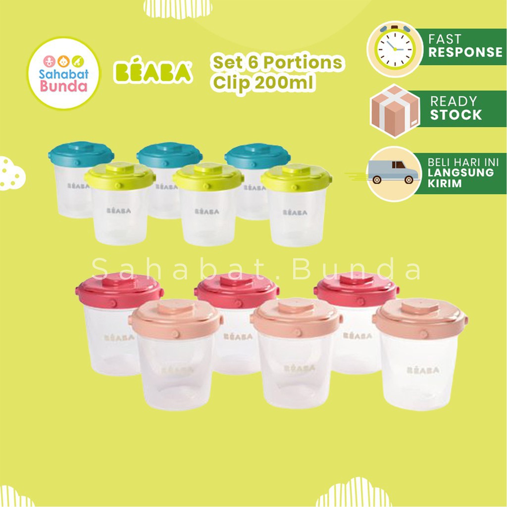 Jual SAHABAT BUNDA Beaba Set 6 Portions Clip 200ml Wadah Penyimpanan ...