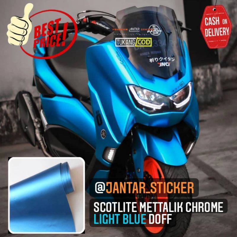 Jual Sticker scotlite biru muda doff skotlet motor mett chrome merk ...