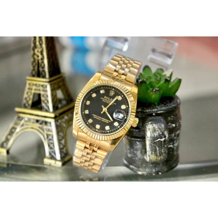 Jual ROLEX OYSTER TANGGAL GOLD COVER BLACK | Shopee Indonesia