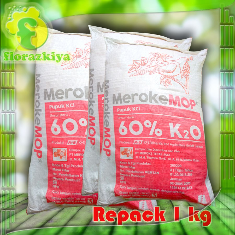 Jual Pupuk Tunggal KCL Meroke MOP Kemasan Repack 1kg | Shopee Indonesia