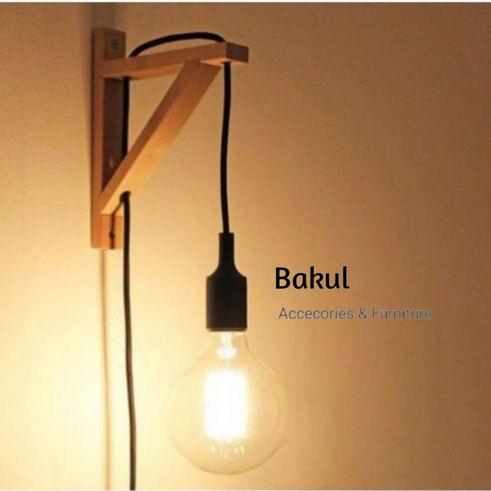 Jual Stand Holder Rak Kayu Minimalis Tempat Lampu Fitting Dudukan Soket ...