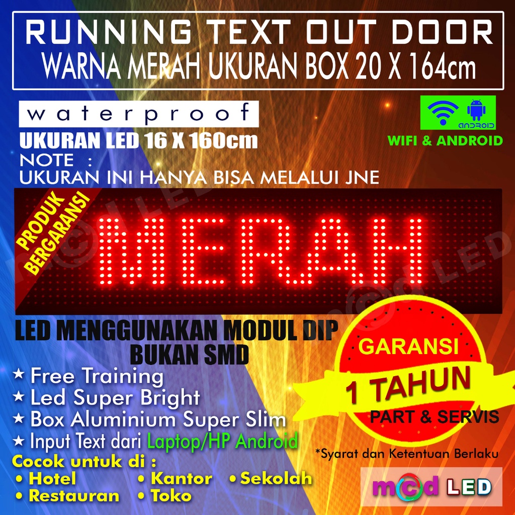 Jual RUNNING TEXT RUNNINGTEXT LED DISPLAY P10 OUTDOOR OUT DOOR WARNA ...