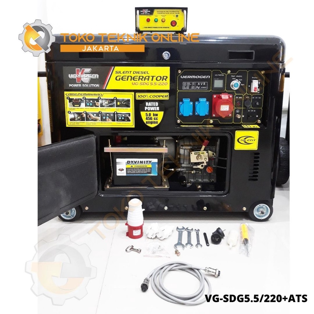 Jual Silent Diesel Generator / Genset - 5500 Watt - Otomatis - Vermogen ...