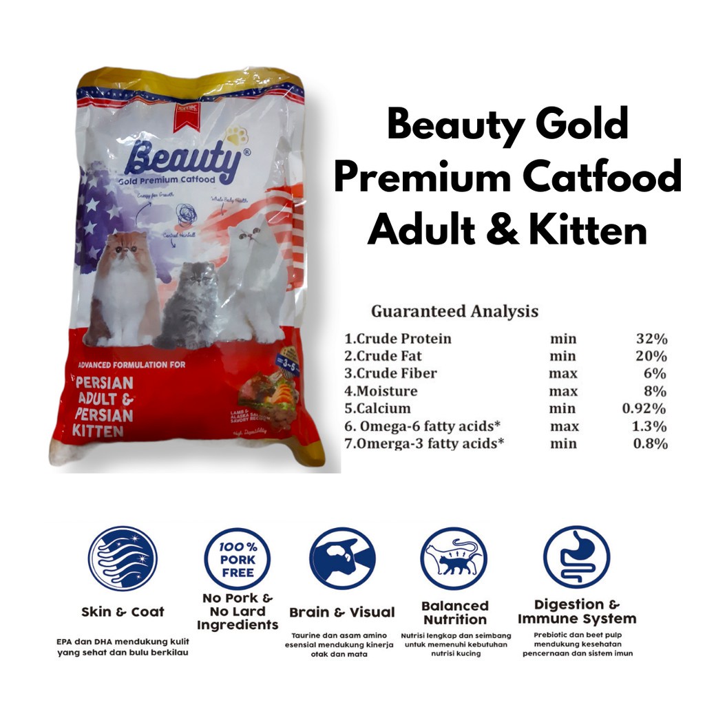 Jual BEAUTY GOLD 750gr - Makanan Kucing Premium for PERSIAN Adult ...