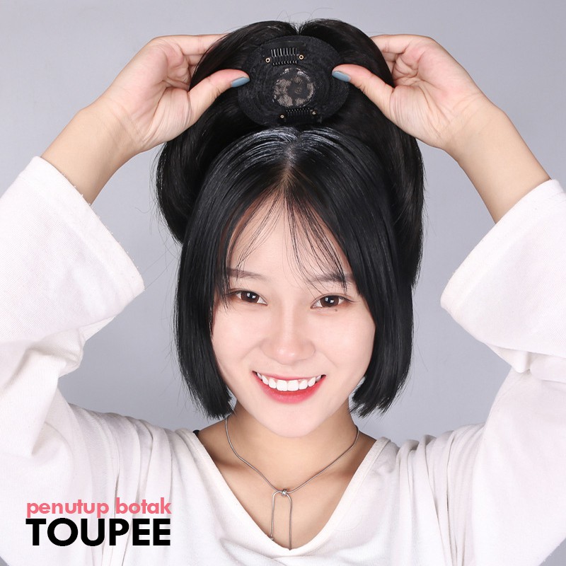 Jual TOU wig toupee human hair asli penutup botak penambah volume clip ...