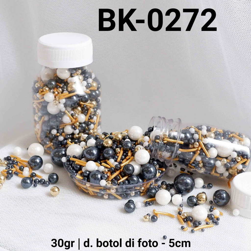 Jual BK-0272 Sprinkles sprinkle springkel 30gr mutiara hitam putih emas ...