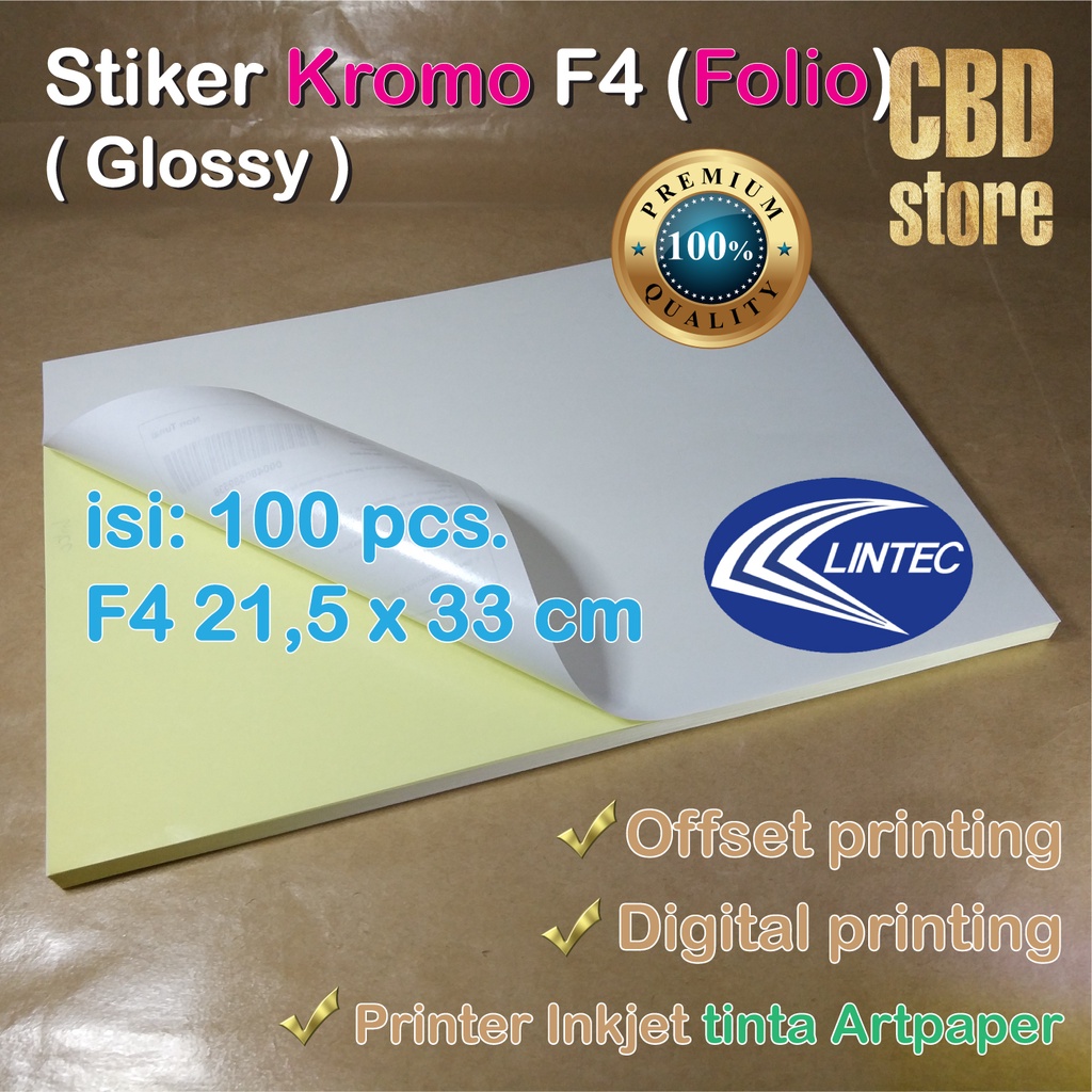 Jual Stiker CHROMO Folio 21,5 x 33cm 100 lembar Stiker KROMO Glossy ...