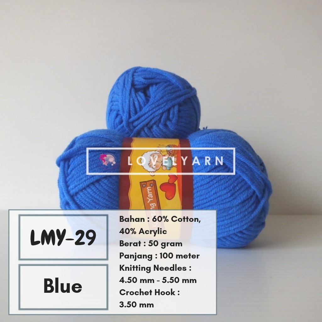 Jual Benang Rajut LMY-29 (Lotus Milk Cotton - Blue) | Shopee Indonesia