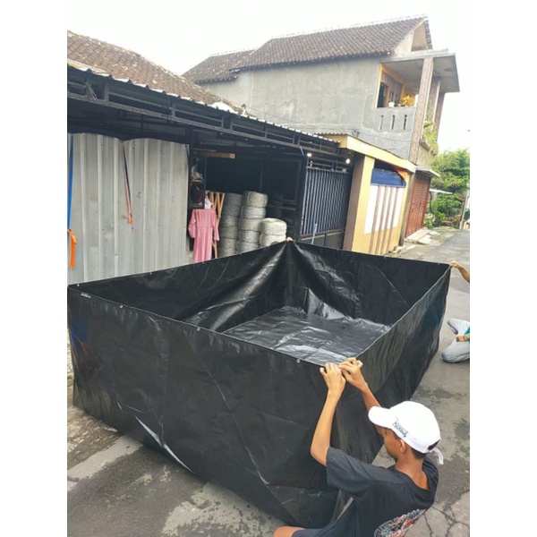 Jual Terpal Kolam Terpal Ikan Kotak bahan A12 warna HITAM ukuran 2x1x1 ...