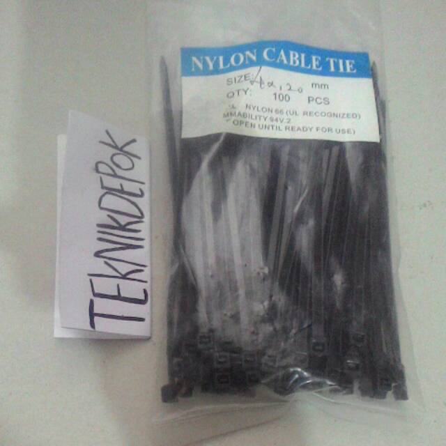 Jual kabel tis panjang 120 mm lebar 2.5 mm ties cable 120 x 2.5 mm hitam | Shopee Indonesia