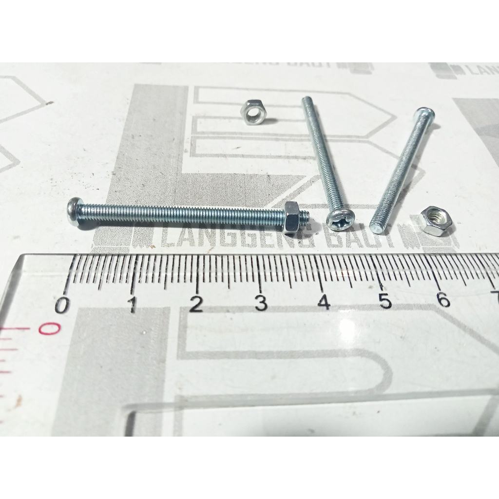 Jual Baut Mur JP M3x40 / Baut Obeng Plus Kepala Bulat 3mm Panjang 4cm ...