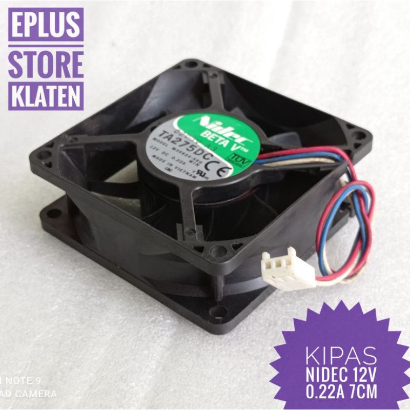 Jual kipas fan 7cm 12v 0.22A Nidec BETA V 3 pin Cooling fan KP118 | Shopee Indonesia