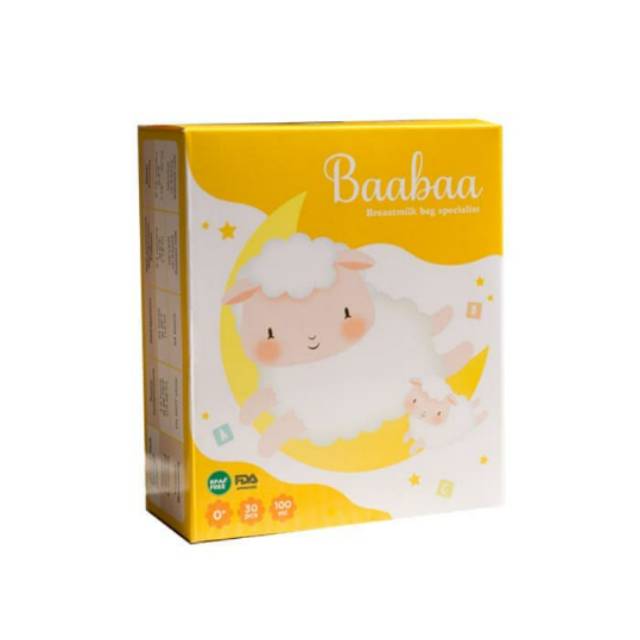 Jual Baabaa clear breastmilk bag isi 30 kantong asi yellow 100 ml ...
