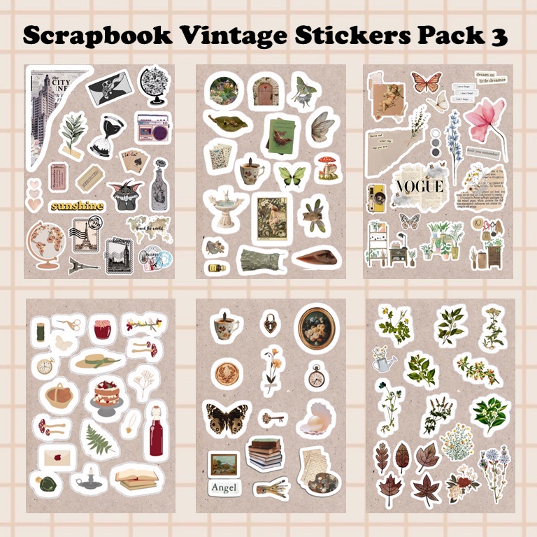 Jual [PART 3] Scrapbook Jurnal Vintage Stickers \ stiker scrapbook ...