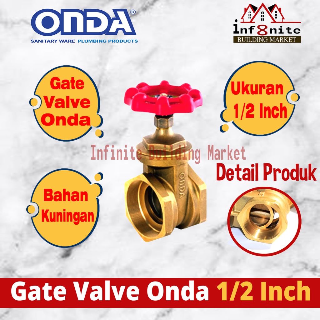 Jual Stop Kran Gate Valve Onda 1/2 Inch Kuningan Drat Dalam Keran Putar | Shopee Indonesia