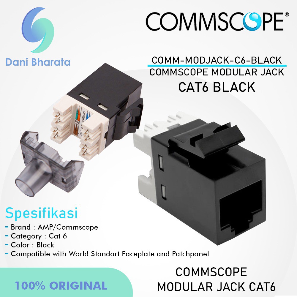 Jual Modular jack AMP Commscope RJ45 CAT 6 FTP UTP RJ45 - BLACK ...