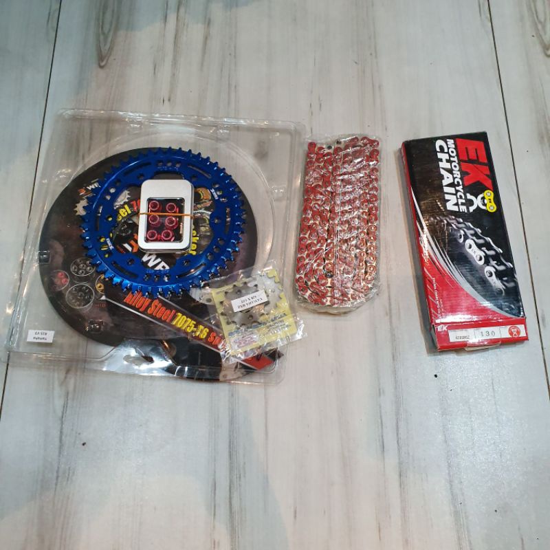 Jual Gear Wr3 428 Set Mur Gear Gir Depan SSS Rantai Ek Chain 428 SRO ...