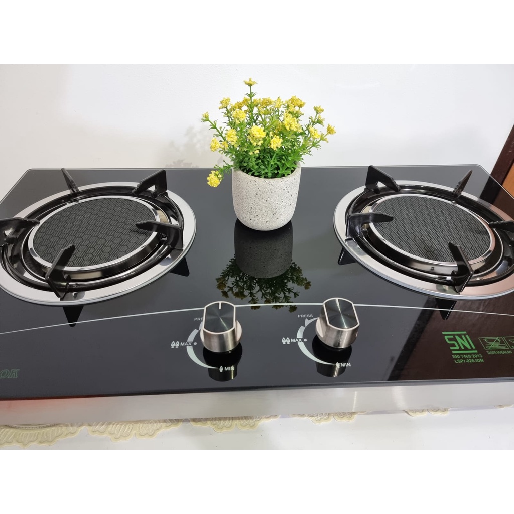 Jual Kom[por Gas Eco Cook Kompor Tanam 2 Tungku Bara Bara Kompor Kaca ...